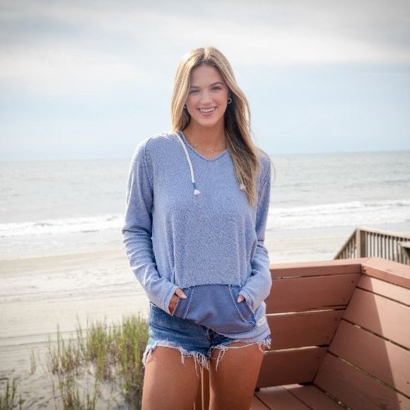 Simply Southern | Tops | Simply Southern Terry Hoodie Frost Light Blue ...